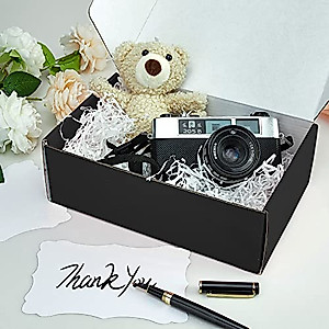 12 Pack Small Medium Black Gift Boxes Corrugated Packaging Boxes Mailers for Small Business, Recyclable Cardboard Mailing Boxes with 24 Pieces Blank Gift Cards and Paper Fillers (9x6x3 Inch, Black, 12 Pack)