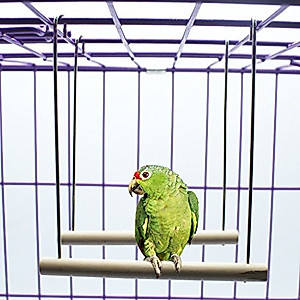 Youngy Natural Wooden Birds Perch Parrots Hanging Swing Cage Pendant Toys Stand Holder - L