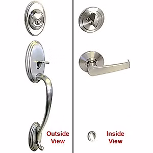 eBuilderDirect Satin Nickel Lock Door Lever Handle Entry/Privacy/Passage/Dummy/Deadbolt/Handleset 8101DC (Front Door Handle Set Keyed Alike)