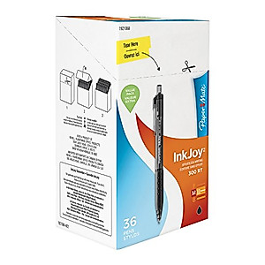 Paper Mate® InkJoy™ 300 RT Retractable Pens, Medium Point, 1.0 mm, Clear Barrel, Black Ink, Pack Of 36