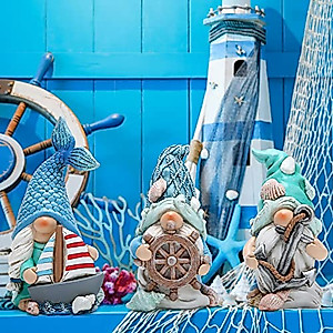 Hodao 3PCS Ocean Animals Gnomes Summer Decorations Handmade Beach Element Decor Swedish Gnomes Nisse Scandinavian Gnomes Elf Fall Decorations Indoor Home Ornaments Summer Gnomes Figurines (Ocean1)