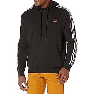 adidas Originals Men's 3 Stripe Hoodie, Black/Team Power Red/Team Collegiate Gold/White, X-Large