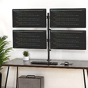 WALI Quad Monitor Desk Mount, 4 Monitor Stand Fits Heavy Duty Computer Screen up to 27 inch, Full Adjustable Monitor Arm Holds up to 22 lbs per Arm (M004), Black