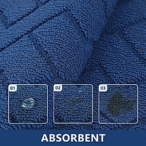 hicorfe Kitchen Rugs and Mats Sets,2 Pieces Super Absorbent Polypropylene Non-Slip Rug,Soft Comfort Floor Mat,Washable for Kitchen,Hallway,Office,Sink,Laundry(20" x 31.5"+20" x 48",Navy Blue)