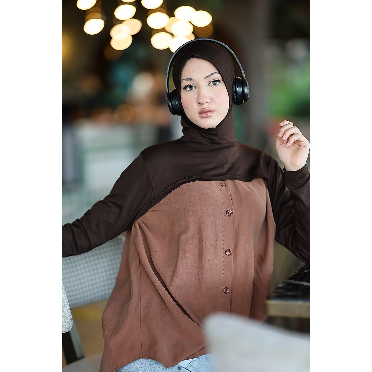 para life Hijab With Shrug-Arm Sleeve With Hijab-Hijab&Armsleeve|Shrugs For Women-Arm Sleeve|Arm Sleeves For Women-Hijab Undercap (Hijab With Shrug, Brown)