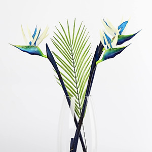 GLSATEMAN Artificial Bird of Paradise Flowers Rubber Strelitzia 32'in Long Stem Flower 3 Pcs,Suitable for DIY Home Decor Party Theme Display (Orange)