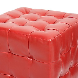 Baxton Studio Siskal Modern Cube Ottoman, Red, Set of 2
