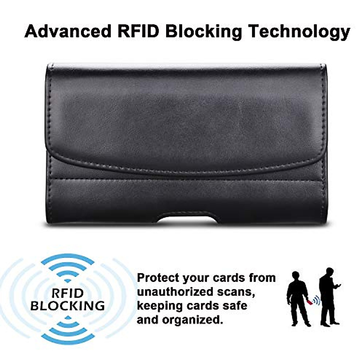 Takfox Phone Holster for Samsung Galaxy S23 Ultra S22 Plus S22 S20 FE S10 Note 20 Ultra Note 10 Plus A12 A13 A14 A02S A03S A04S A23 A32 A42 iPhone 14 Pro Max Leather Belt Holster Pouch Holder,Black