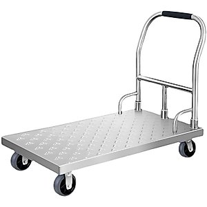 SHIJIANX Moving Platform Hand Truck, Foldable for Easy Storage and 360 Degree Swivel Wheels,Stainless Steel Trolley Flatbed