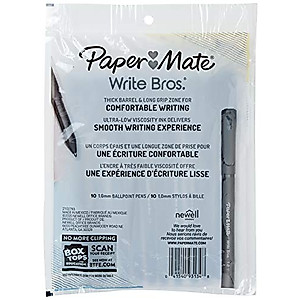 Paper Mate Write Bros Ballpoint Pens, Medium Point (1.0mm), Blue, 10 Count