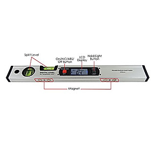 360° Digital Long Level Inclinometer Angle Finder Ruler Protractor 42cm with Magnets/Backlight/Vertical & Horizontal Spirit Bubble for Construction Carpenter Craftsman Renovation Home Professional