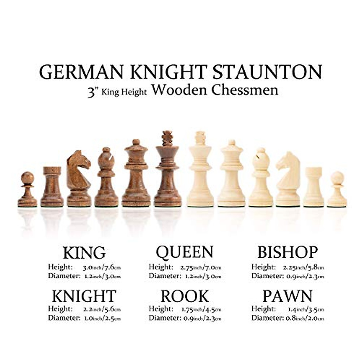 A&A 15 inch Foldable Wooden Magnetic Chess Set w/ 3 inch King Height Staunton Chess Pieces - Pine Box w/Mahogany & Maple Inlay