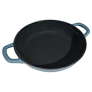 Flavehc Braiser Enameled Cast Iron Braiser 2.25 qt Braiser Pan with Lid Slateblue Shallow Cast Iron Casserole Braiser Pan with Handels