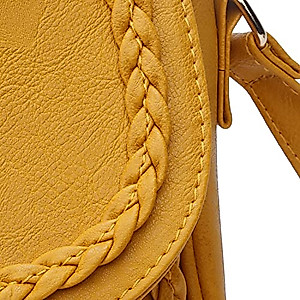 KKXIU Casual Flap Saddle Crossbody Bags for Women Purses and Handbags with Tassel (Z-Mustard)