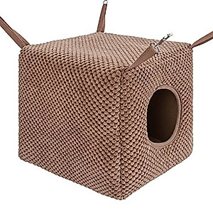 Niteangel Ferret Cozy Swing Hammock - Hanging Beds for Ferrets Rats Chinchilla Sugar Gliders or Other Small Animals (Chocolate)