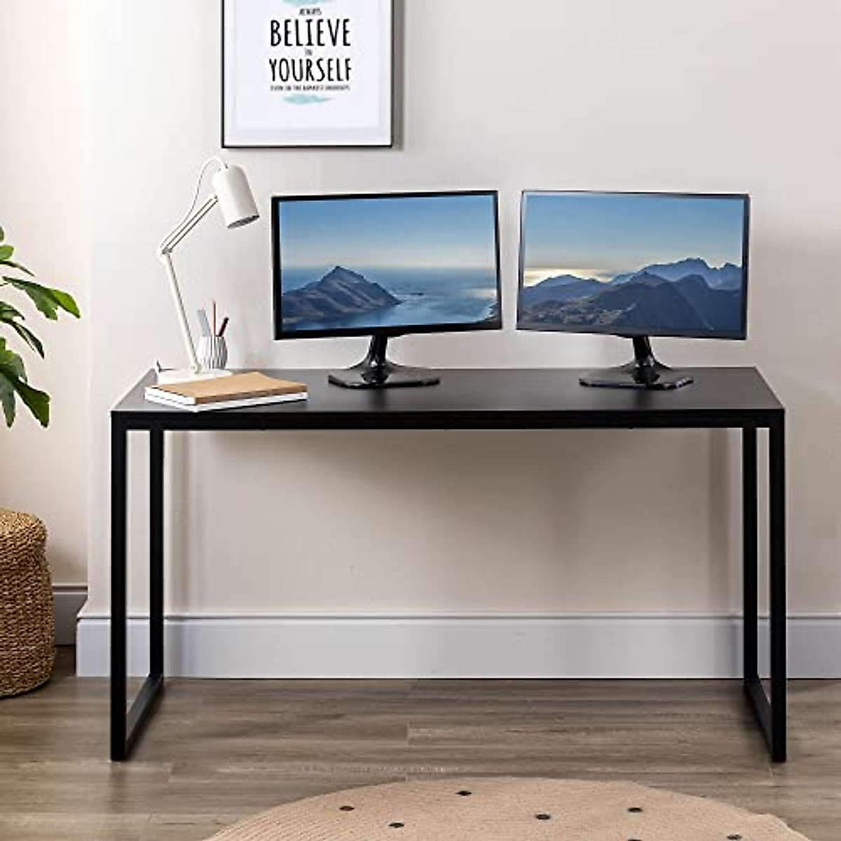ZINUS Jennifer 55 Inch Black Frame Desk / Computer Workstation / Office Desk / Easy Assembly, Deep Espresso