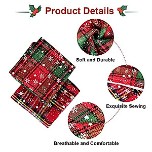 2 Pack Dog Bandanas Christmas Red Green Plaid Snowflake Dog Scarf Triangle Bibs Kerchief Set Dog Christmas Accessories Bandanas for Puppy Small Medium Dogs Pets (S, Colorful Red&Green)
