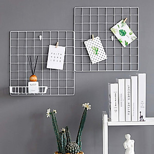 GBYAN Wire Grid Wall Shelf Baskets White Hanging Flower Pot Display Metal for Grid Panel, 2 Pack