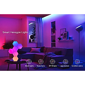 LED Hexagon Lights, RGB Hexagon lights for wall, Smart, Modular, Music Sync, App Controlled LED Lights, for Gaming Room Decor, Gaming Lights, Panel LED, Festival Holiday Gifts, Gamer gifts, 10 Pcs