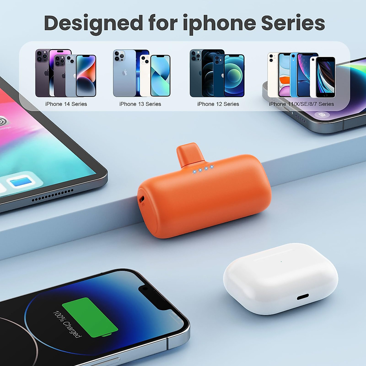 [2-Pack] Mini Portable Charger for iPhone,5200mAh Ultra Compact PD Fast Charging Power Bank,Plug-in Battery Pack Travel Cordless Phone Charger,Compatible with iPhone 14/14Pro/13/12/11/X/8/7/6plus etc