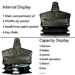 HUNDBRIGHT Satchel Purses and Shoulder Bag for Women - Fashion Print PU Leather Handbag Chain Strap Crossbody Bag (Z-Bronze)