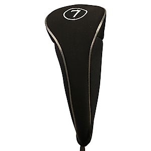 Black Golf Zipper Head Cover #7 Fairway Wood Metal Headcover Traditional Plain Protective Cover Fits All Fairway Golf Clubs for Golfing Buddies