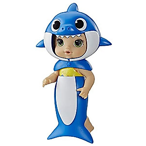 Baby Alive, Baby Shark Brown Hair Doll, with Tail & Hood, Inspired by Hit Song & Dance, Waterplay Toy for Kids Ages 3 Years Old & Up (Amazon Exclusive)