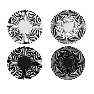 YUYHQCBT 6 Inch Set of 4 Assorted Designs, Porcelain Plates With Patterns,Black Ceramic Dessert Plates, Dishware for Sandwiches Salad Pasta,Microwave Oven Dishwasher Safe