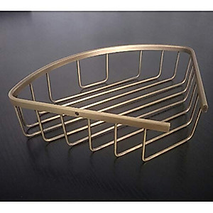 BESTOYARD European Style Brass Antique Corner Wall Mount Shower Basket Storage Rack Shelf Caddy Organizer for Bathroom Toilet Kitchen