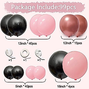 Black Pink Balloon Garland Light Pink Rose Gold Metallic Balloons Different Sizes Black Pastel Latex Balloons For Baby Shower Birthday Wedding Bridal Shower Graduation Decorations
