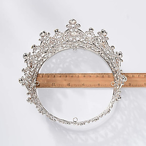 S SNUOY Silver Crowns for Women Crystal Queen Crown Full Round Wedding Headband for Birthday Pageant Prom Cake Topper