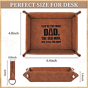 Birthday Gifts for Dad from Daughter Son Kids, Father's Day Gifts from Daughter Son Unique Gifts Set for Dad Stepdad Husband Men,PU Leather Valet Tray