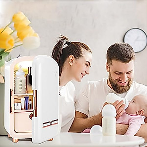 H HUKOER Skincare Fridge Mini Fridge for Bedroom Skincare Fridge with Drawer for Makeup Storage Skin care Tools 12-liter Esthetician Supplies for Bedroom to Cool Down Skincare Products (White)