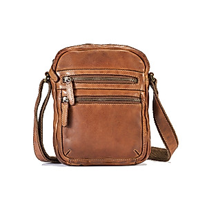 PICCO MASSIMO Premium quality leather made Cross Body Bags for men and women |Spacious Separate Compartments With Zipper and Adjustable straps (TAN Colour)