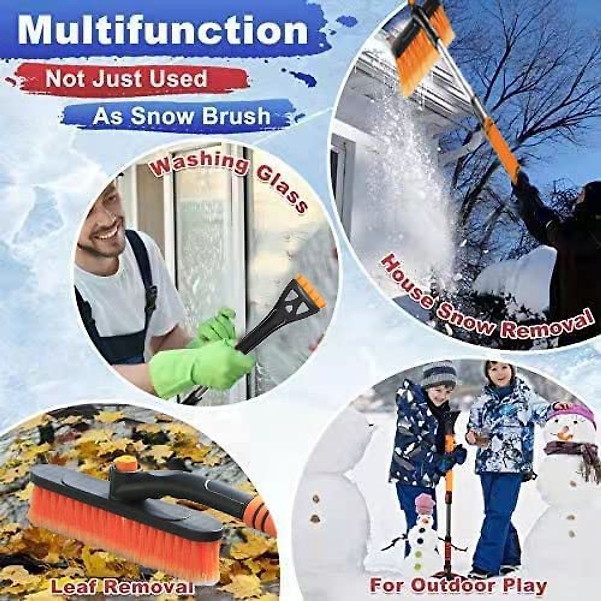 Michael Doss Snow Brush and Ice Scraper, Scrapers for Car Windshield Supports 360 Degree Rotation,Extendable Car, Scraper & with Foam Grip, Dont Scratch The Paint black