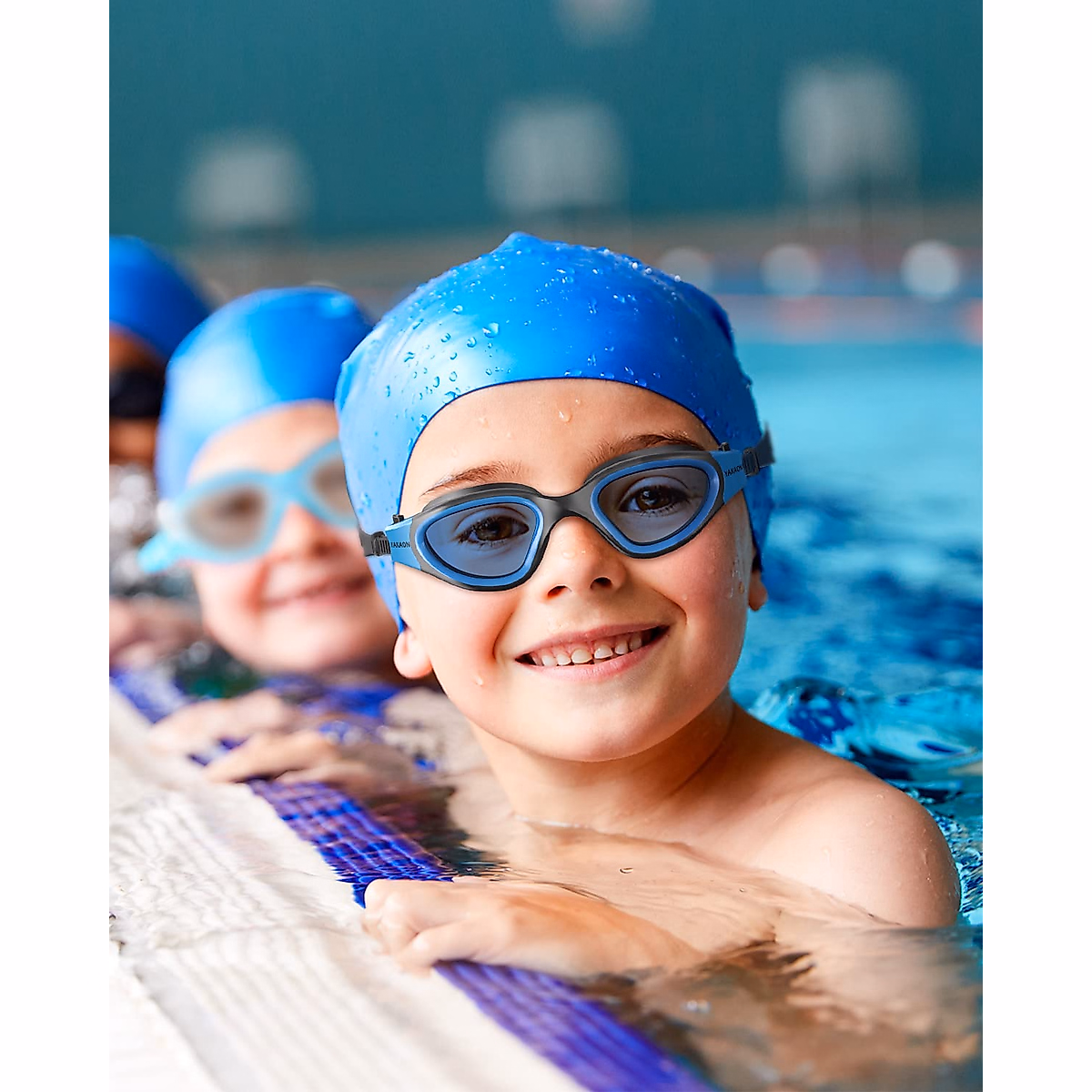 YAKAON Kids Swim Goggles 6-14, Wide View and Clear Vision Underwater, Non-Polarized Clear Lenses, Anti-Fog, UV Protection, & Leak-Proof Seal for Boys/Girls in Pools or Openwater