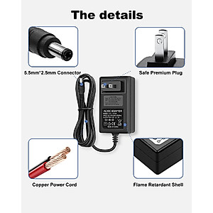 DC 12 Volt 3 Amp Power Supply Adapter 3A AC Adapter 100-240V 50-60Hz AC to DC 12V Cord with 5.5mmx2.5mm DC Barrel & 1 Tip for LED Strip Lights Speakers Routers [DC 12V 3A]
