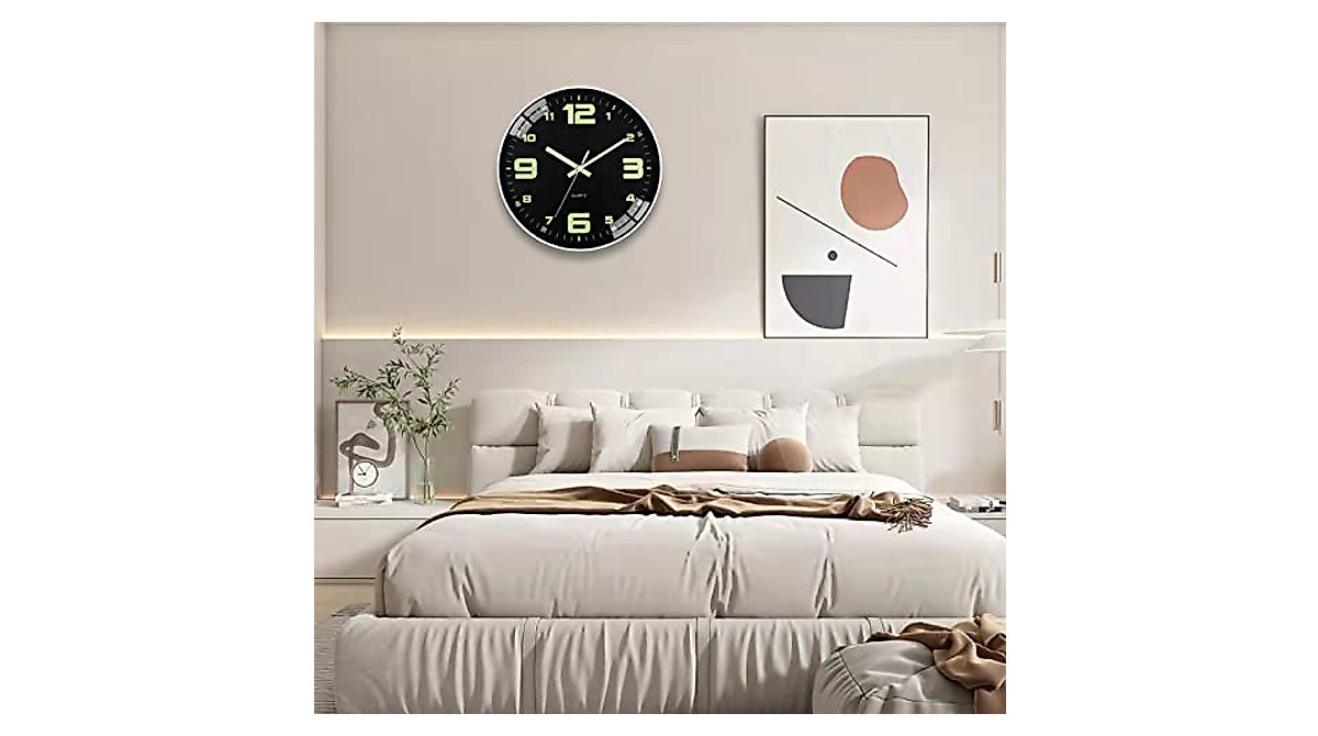 Kinatime 12-inch Glow in The Dark Wall Clock Silent & Easy to Read