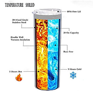 Cosictic 20 Oz Skinny Tumbler Set of 4, Slim Insulated Stainless Steel Travel Tumbler with Lid and Straw, Skinny Water Tumbler for Diy Birthday Gift, Silver