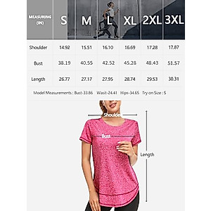 Abrooical Running Shirts Women Yoga Loose Fit Workout Tees for Women Short Sleeve Sports Tops Red XX-Large