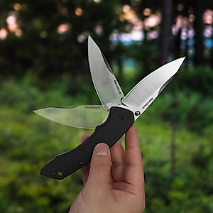 DURATECH Folding Pocket Knife, 3-1/4" Satin 8CR13MOV Blade, Black Smooth G10 Handle with Liner Lock Knife For EDC