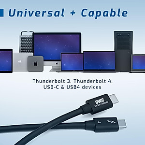 OWC 28-Inch Thunderbolt 4 and USB-C Cable with 40 GBPS Data Transfer, 240W Power Charging and 8K Video Capability (Black)