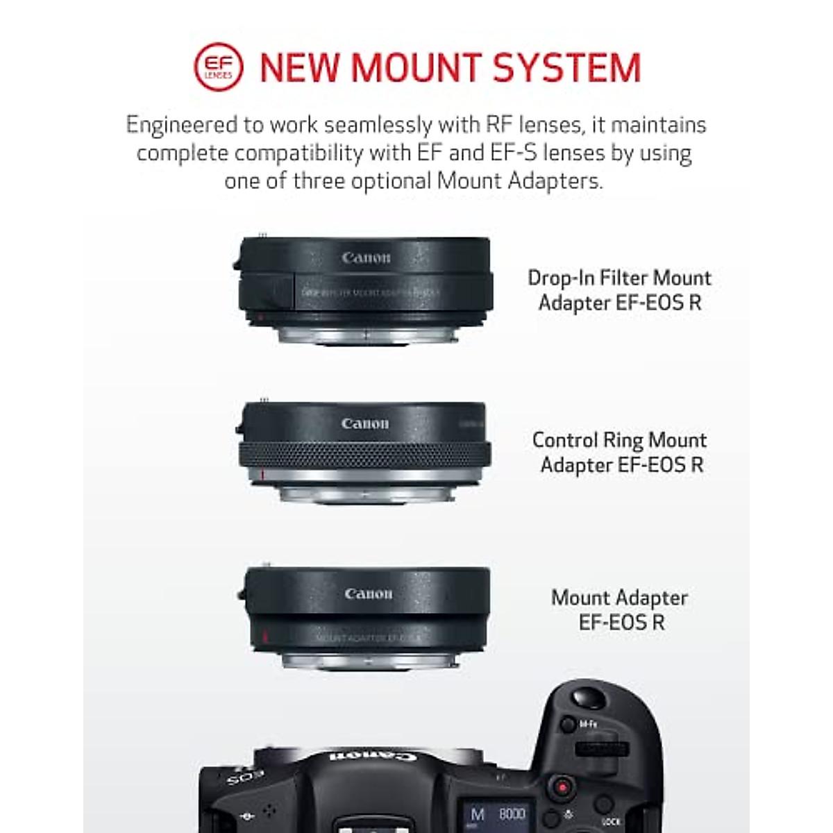 Canon EOS R, Vlogging and Content Creator Camera 4K UHD, Digital Single-Lens Non-Reflex AF/AE, 0.76 Magnification, OLED Color Electronic Viewfinder, CMOS Sensor, Mirrorless, Full-Frame (Body Only)
