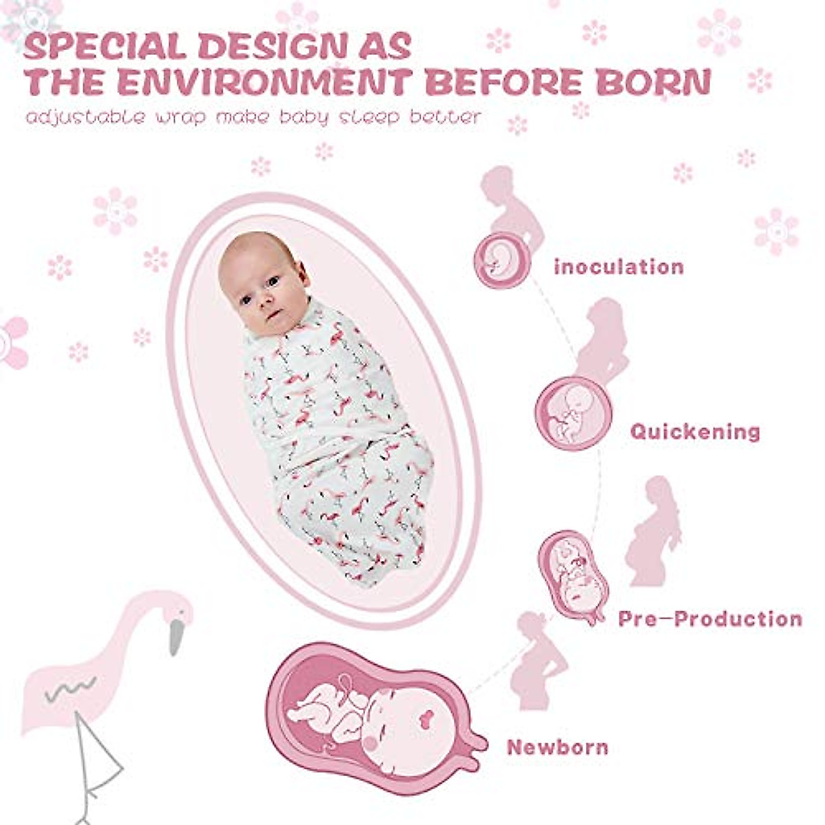 Ourcan Baby Swaddle Blankets for Boy Girl 0-3 Months 3-6 Months, Newborn Swaddle Adjustable Infant Wraps 3-Pack, 100% Combed Cotton, Large Size