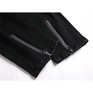 Maiyifu-GJ Men Ripped Skinny Biker Jeans Distressed Ankle Zipper Denim Pants Destroyed Skinny Jean Trousers with Side Zippers (Black,38)