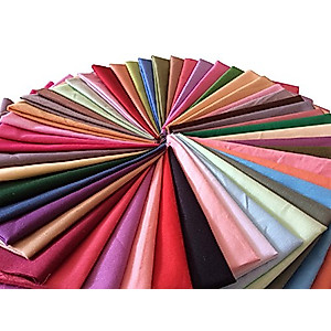 longshine-us 25pcs Solid Colors Premium Cotton Craft Fabric Bundle Squares Patchwork Lint DIY Sewing Scrapbooking Quilting Dot Pattern Artcraft (10" x 10")