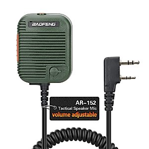 Baofeng AR-152 Tactical Speaker Mic Shoulder Microphone Volume Adjustable Military Grade Handheld Speaker for BaoFeng UV-5R UV-82 BF-888S RETEVIS TYT Pxton BTECH Kenwood Radios