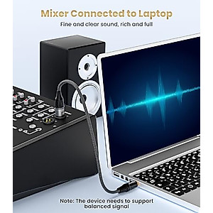 tisino XLR to 3.5mm Balanced Cable Adapter, Gold-Plated XLR Female to 1/8 inch Mini Jack Aux Mono Audio Cord for Shotgun or Condenser Microphones - 1ft