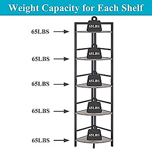 BON AUGURE Industrial Coffee Bar Cabinet with Storage, 5-Tier Ladder Corner Bookshelf Unit, Wood and Metal Furniture Set for Living Room (Dark Grey Oak)
