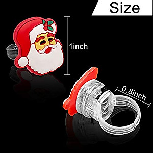 TURNMEON 50 Pack LED Light Up Ring Christmas Party Favors Stocking Stuffers for Kids Flashing Glow in The Dark Funny Christmas Party Supplies Toy Gift Boys Girls Christmas Party Favors Decorations
